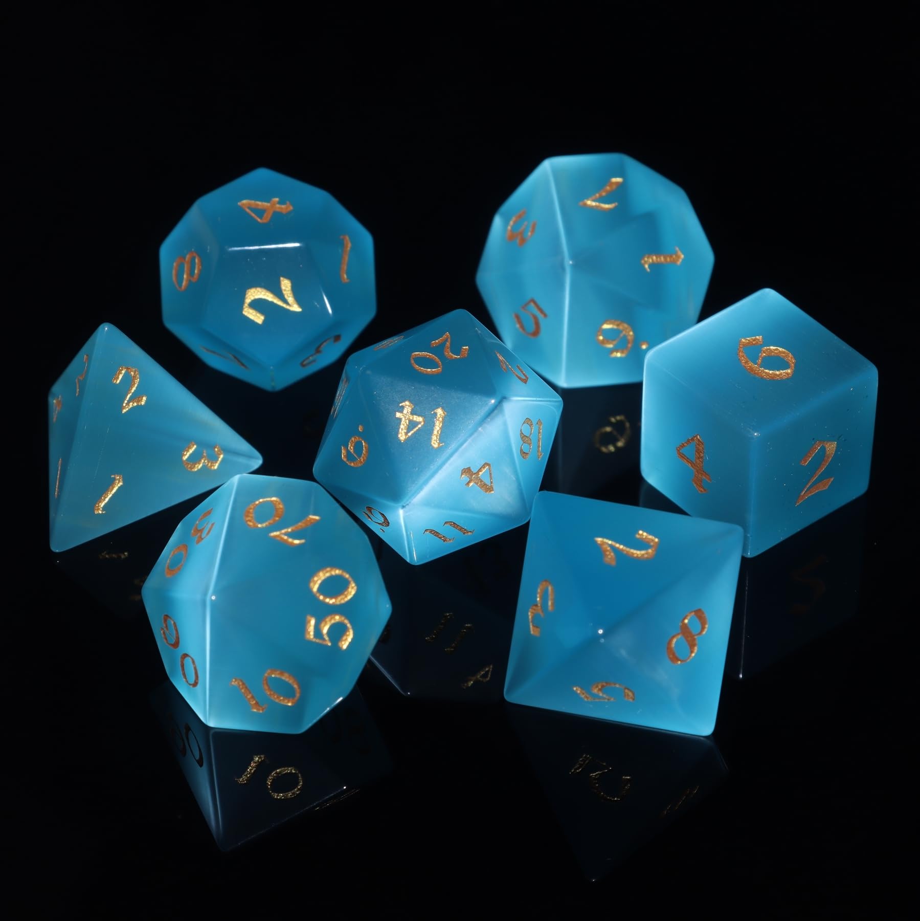 Amazon.com: DND Dice Set, Light Blue Cat’s Eye Stone D&D Dice Set from ...