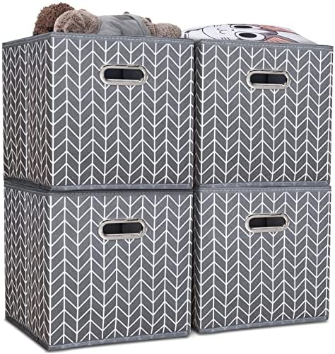 VIPNAJI Pack of 4 Storage Boxes, Foldable Storage Box and Soft Fabric ...