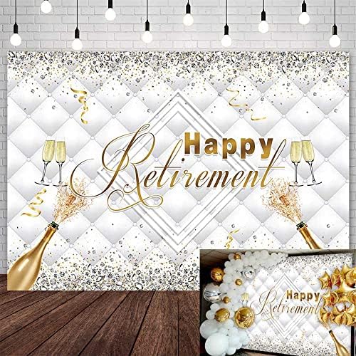Amazon.com : AIBIIN 7x5ft Retirement Backdrop Glitter Retirement Party ...