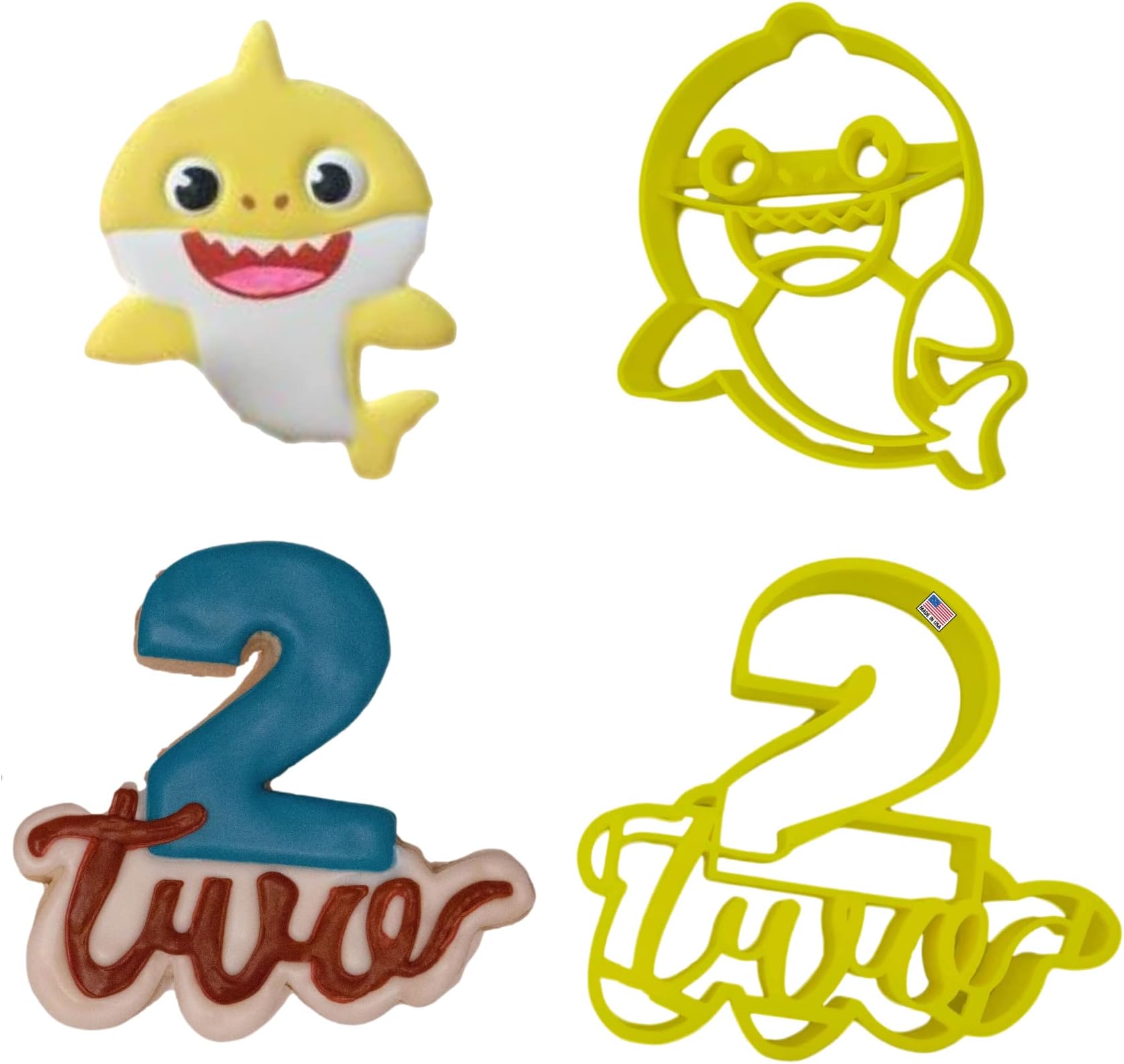 Amazon.com: 5 Pieces Baby Shark Cookie Cutter Set Shark Starfish ...