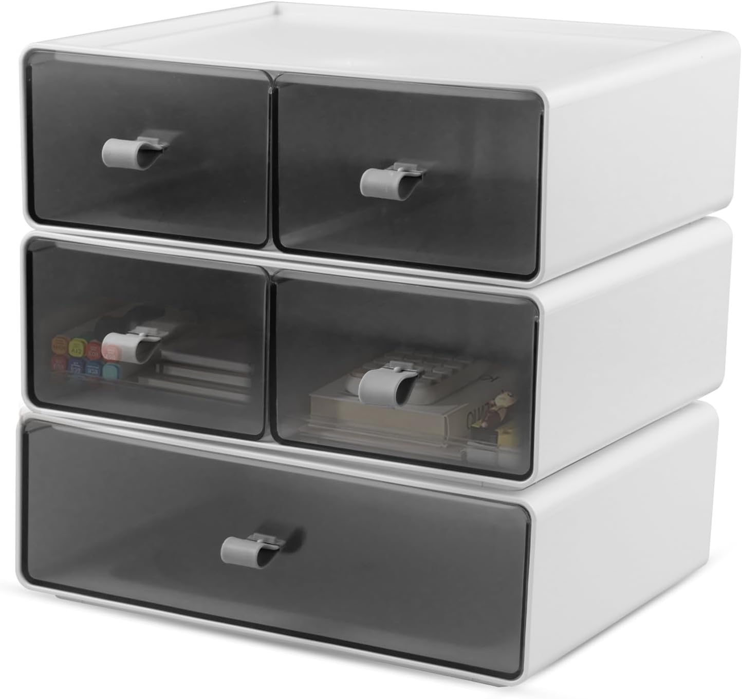 suaywo 3 Niveaux Blanc Boite de Rangement Tiroir Plastique Empilable ...