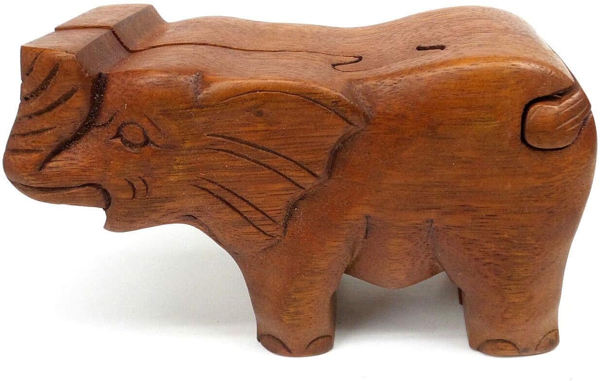 Amazon.com: OMA Elephant Box Wood Carved Trinket Jewelry Box with ...