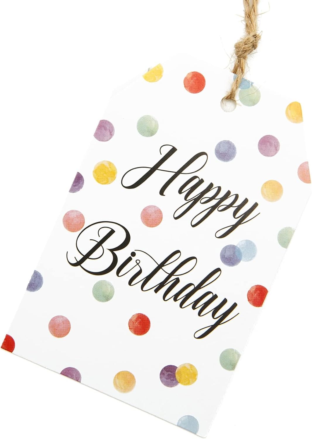 G2PLUS Happy Birthday Gift Tags - 50PCS Colorful Dots Paper Tags with ...