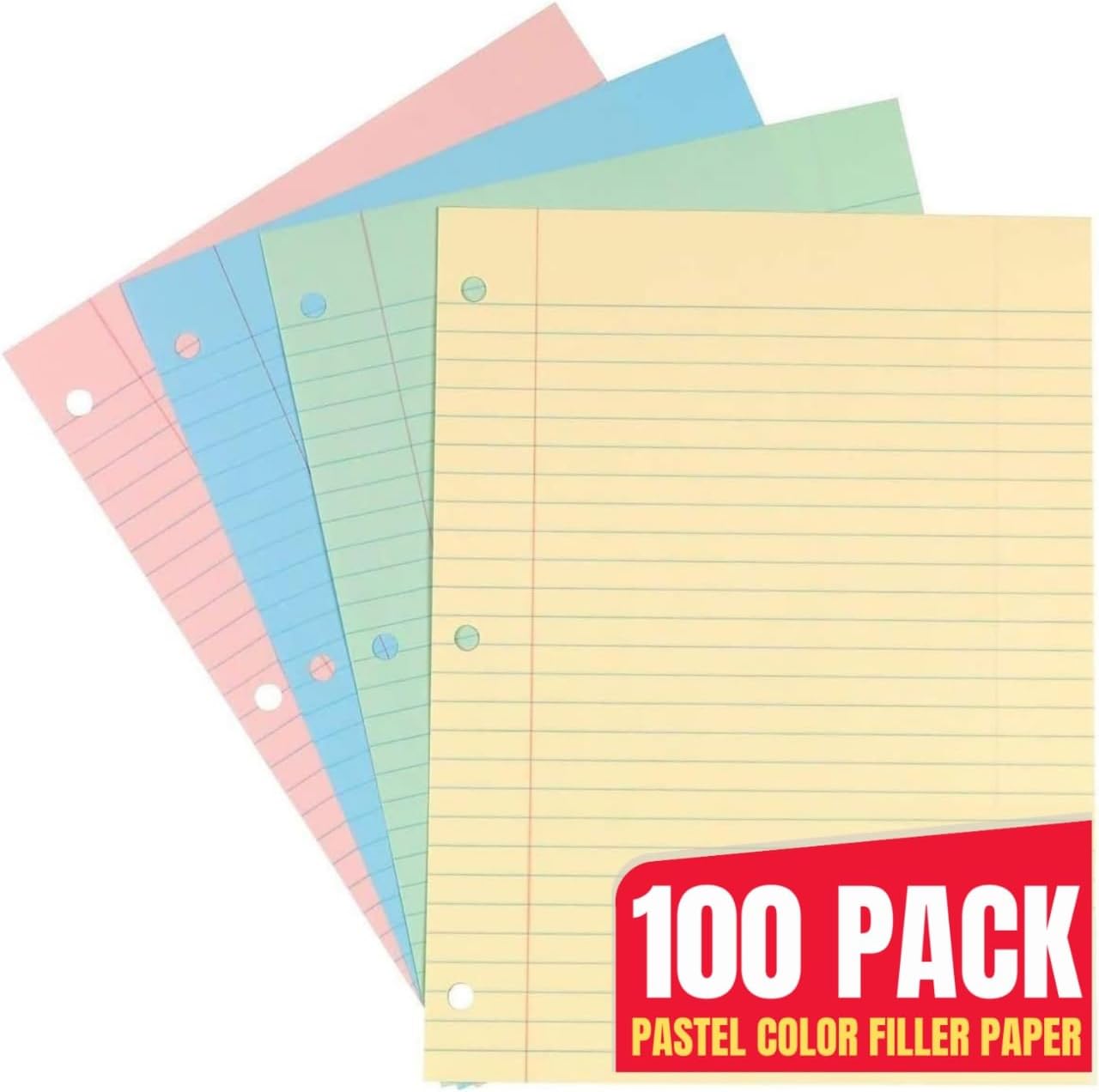 Amazon.com : 1InTheOffice Colored Notebook Paper, 8.5x11 Wide Ruled ...