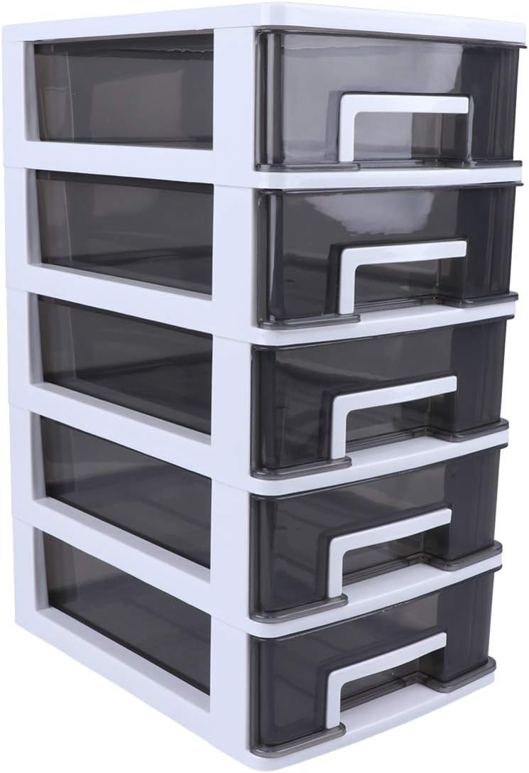 Amazon.com: Sewroro 5 Drawer Desktop Storage Unit Clear Small Drawer ...