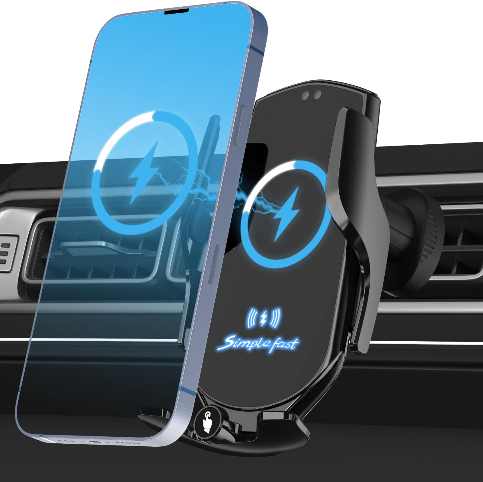 UEASE Wireless Car Charger, 15W Fast Charging Auto Clamping Car Charger ...