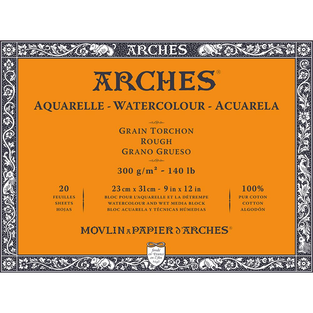 Amazon.com: Arches Aquarelle 100% Thick 300g Gluing Pad 4L 23x31 20 ...