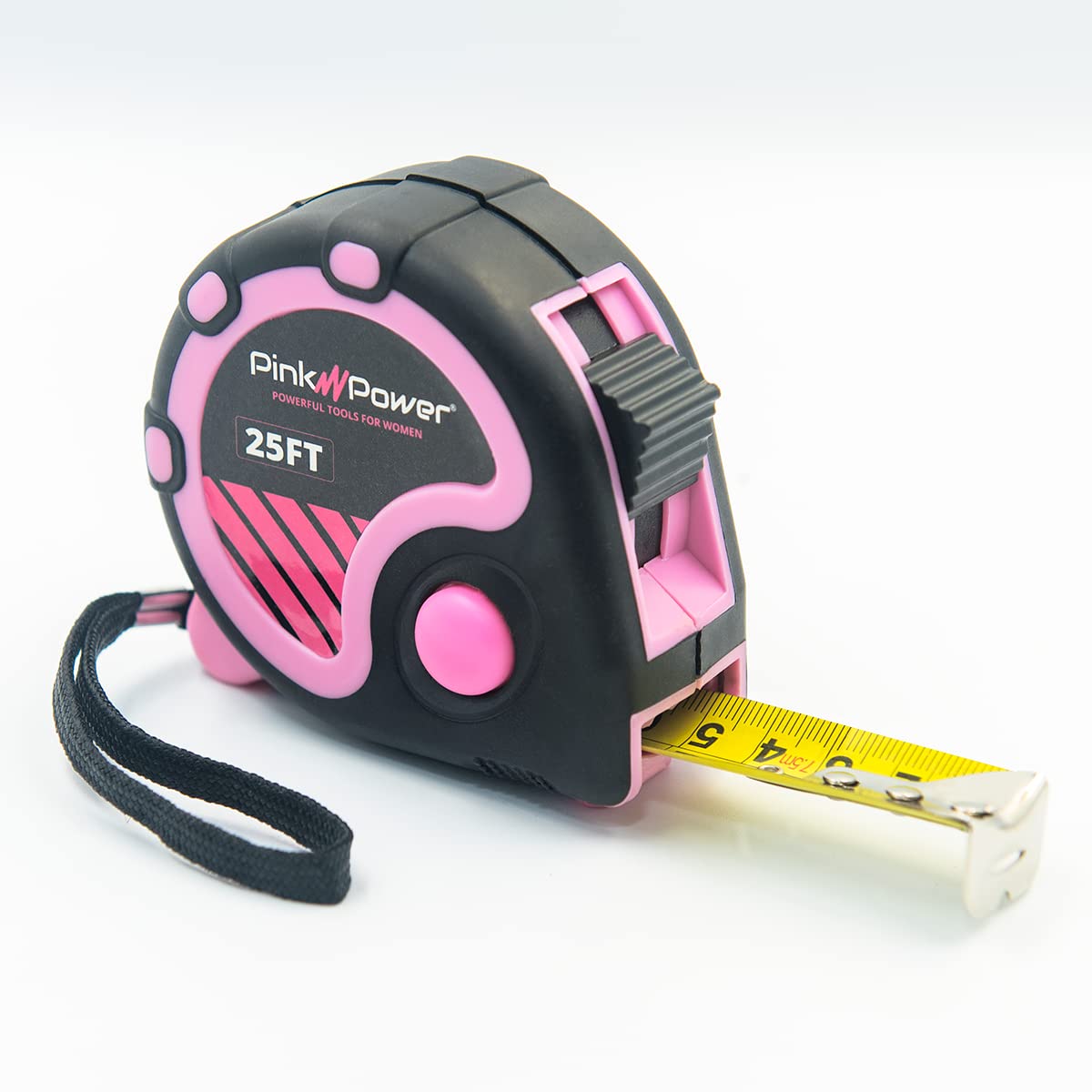 Pink Power 25ft Pink Tape Measure - Measuring Tape for Women's Tool Kit ...