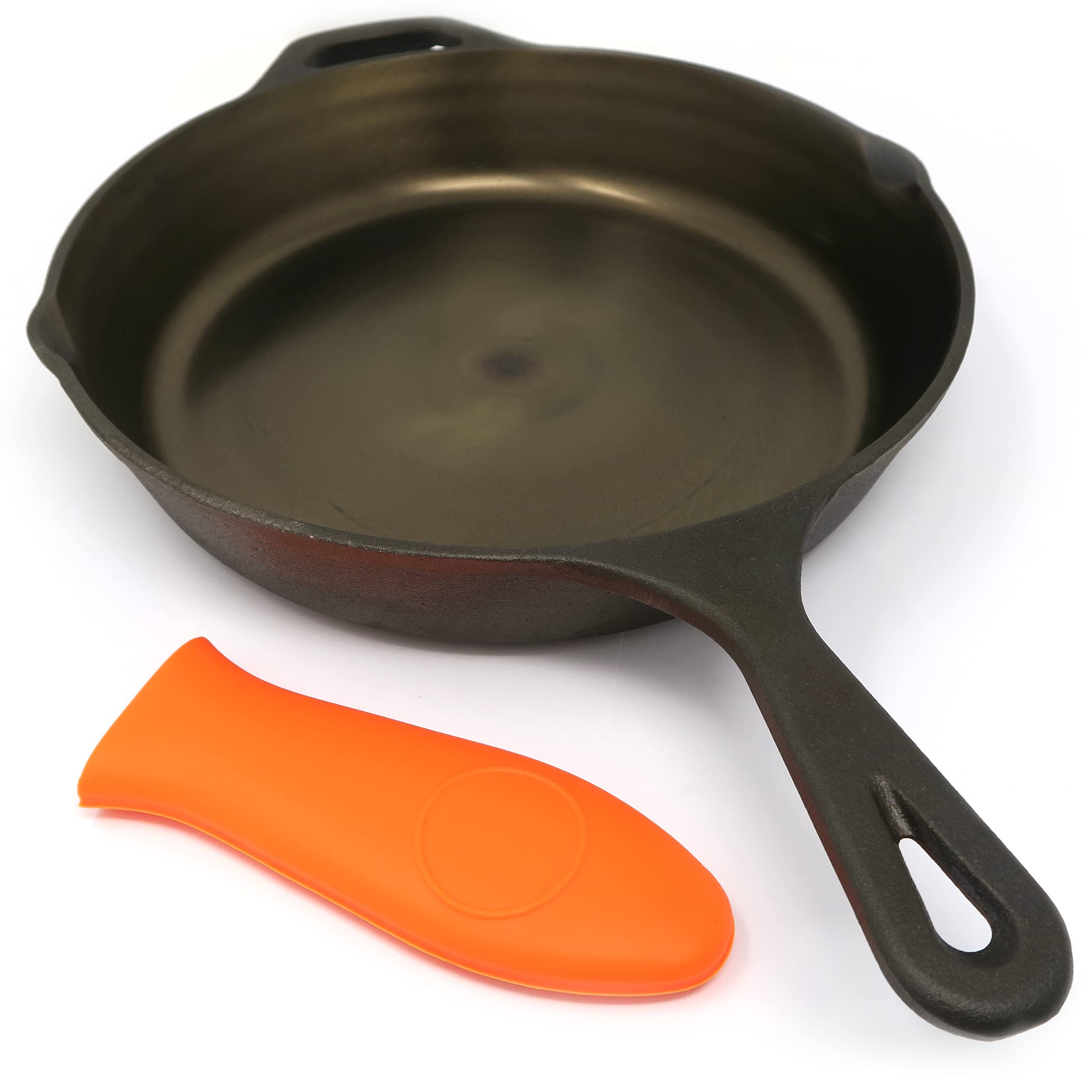 Smooth Cast Iron Skillet Pan 26 cm - Large Polished Pre-Seasoned Frying ...