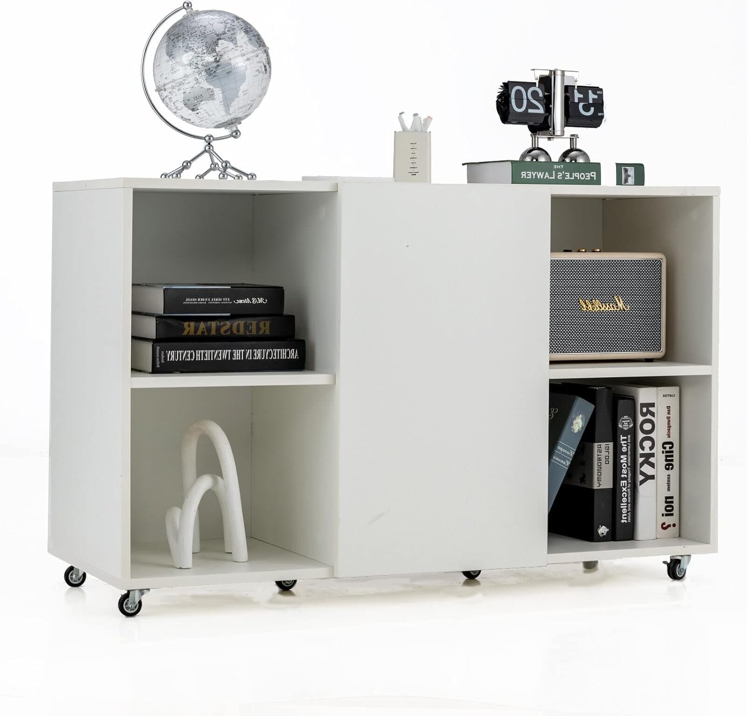 Amazon.com: Tangkula Wood File Cabinet with Wheels, Mobile Storage ...