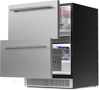 Coolski 24 Inch Under Counter Beverage Refrigerator Drawers, Built-in ...