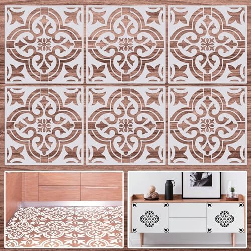 Grekywin Tile Paint Stencils - 6 Pcs Mandala Decorative Templates for ...