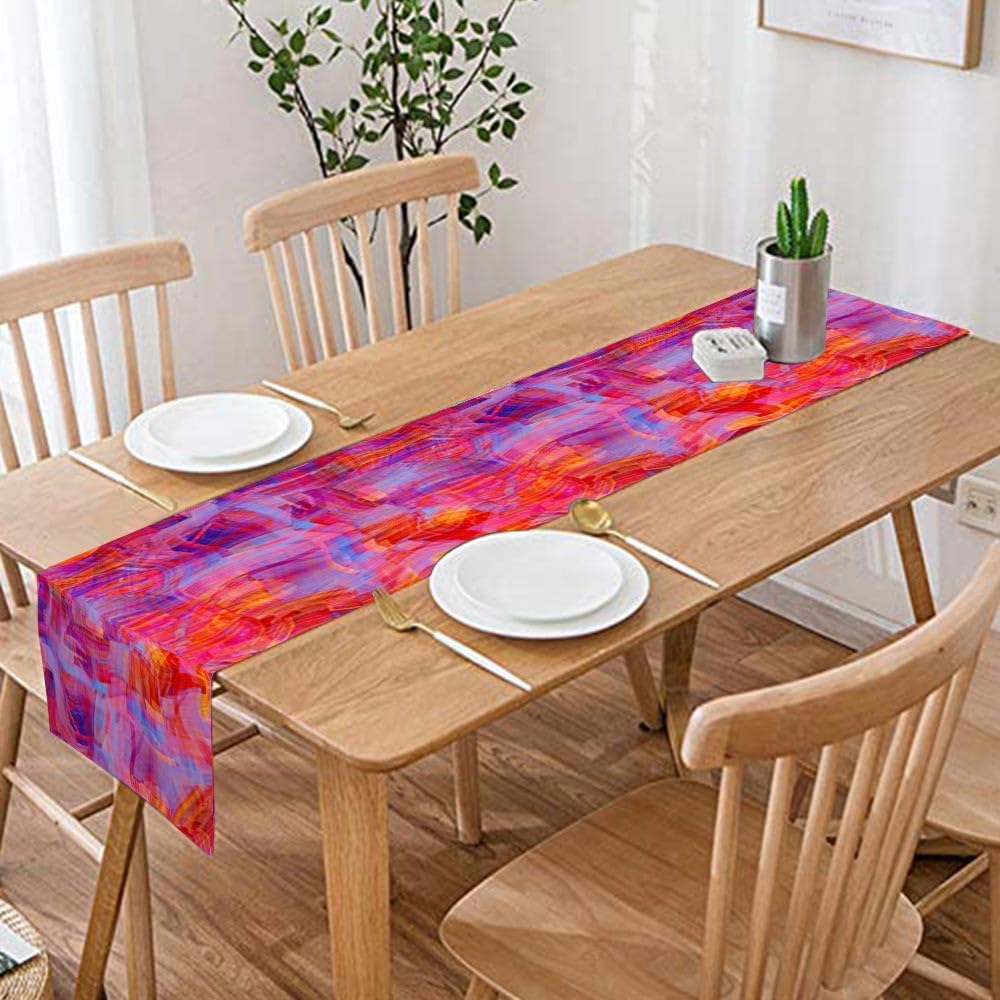 Amazon.com: Pamime Farmhouse Table Runner Art Abstract Colorful Chaotic ...