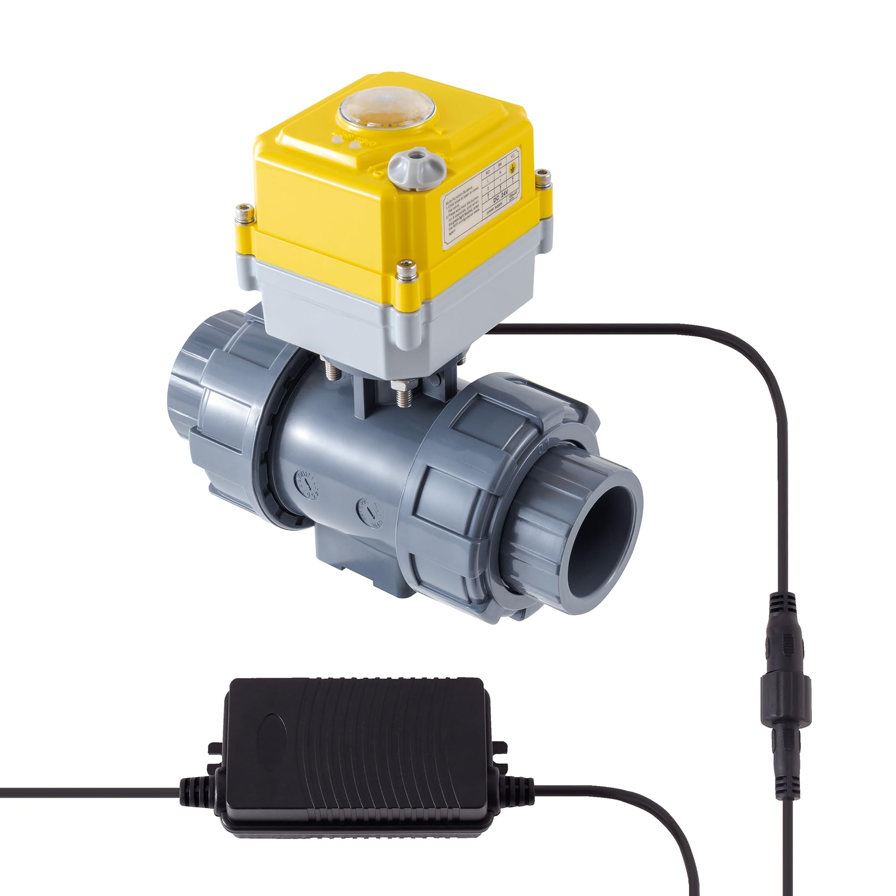 Electric ball valve 2 inch full bore 2-way PVC union ball valve, DC12V ...