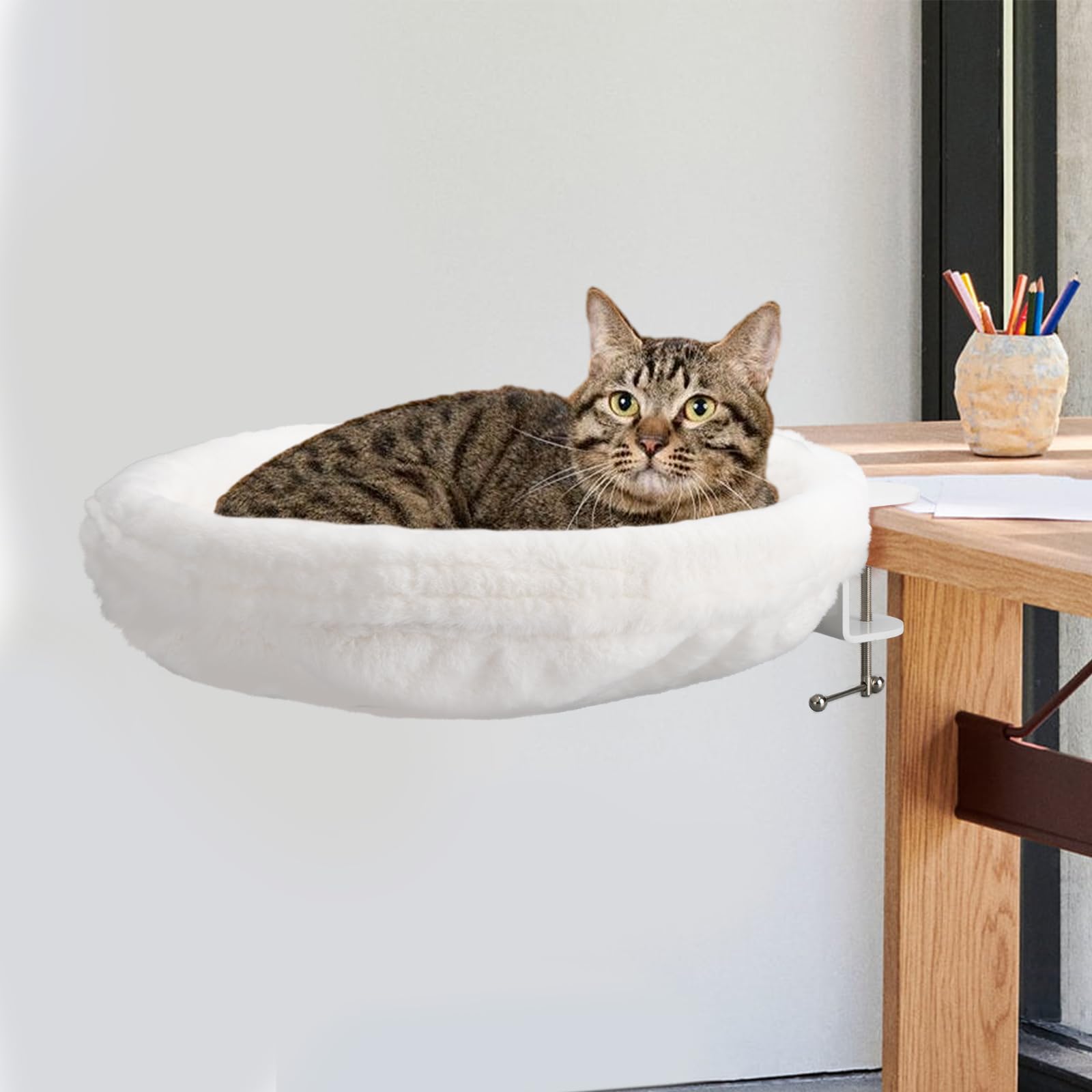 Amazon.com : Cat Desk Bed - Cat Hammock for Desk, Soft Faux Fur Fabric ...