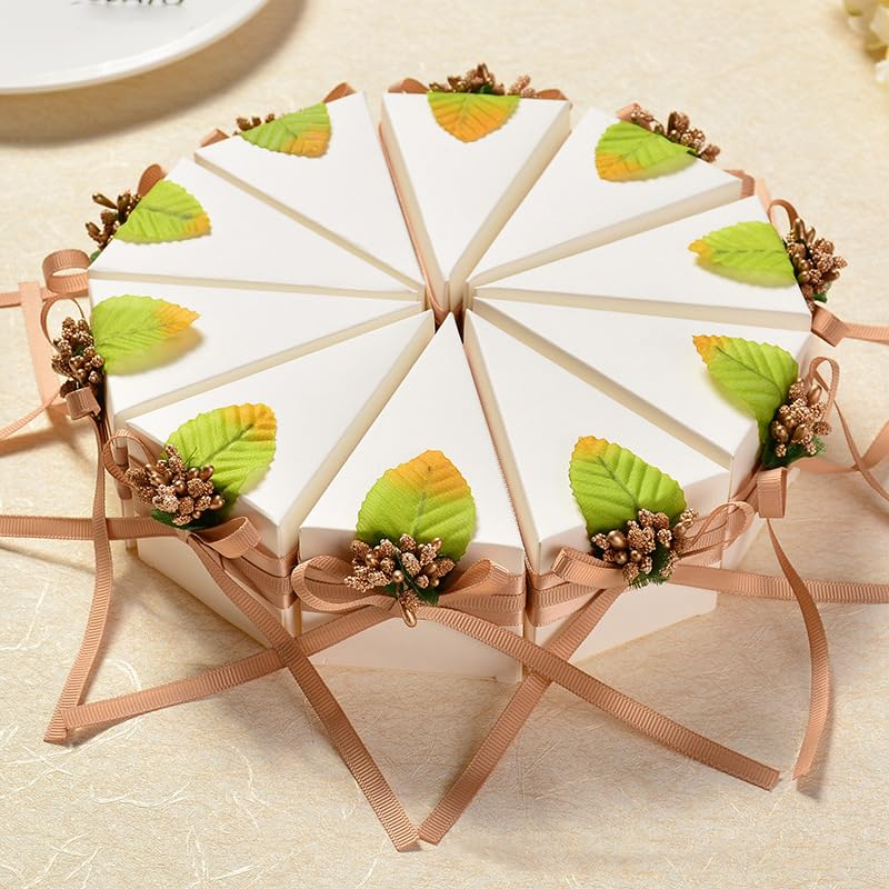 Amazon.com: tiecawk 30Pcs Wedding Favor Boxes Triangle Cake Shaped ...