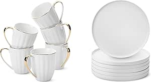 Amazon.com: BTaT- White Coffee Mugs, Set of 6, 12oz and Porcelain White ...