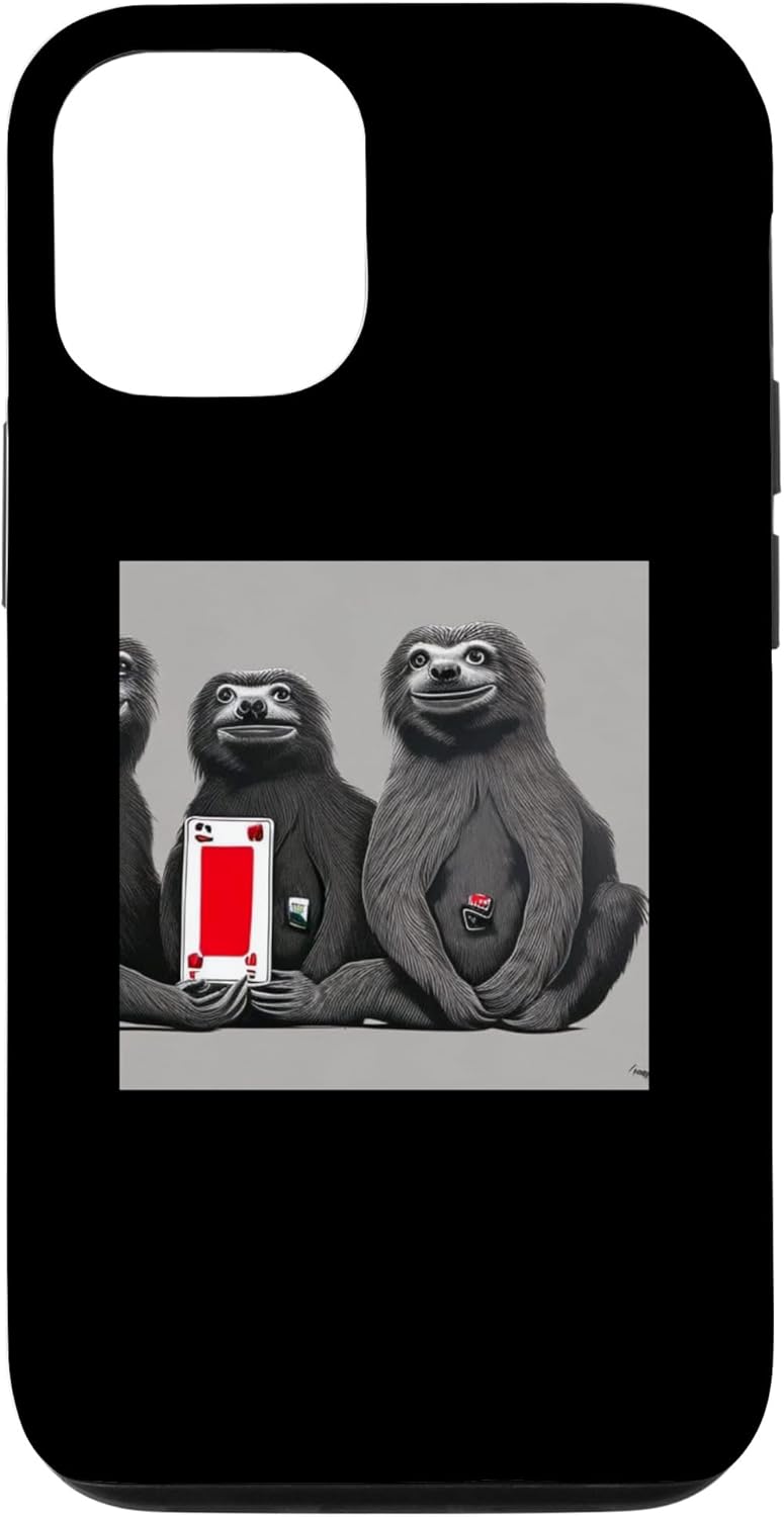 Amazon.com: iPhone 12/12 Pro Funny Sloths Playing Poker Cards Gambling ...