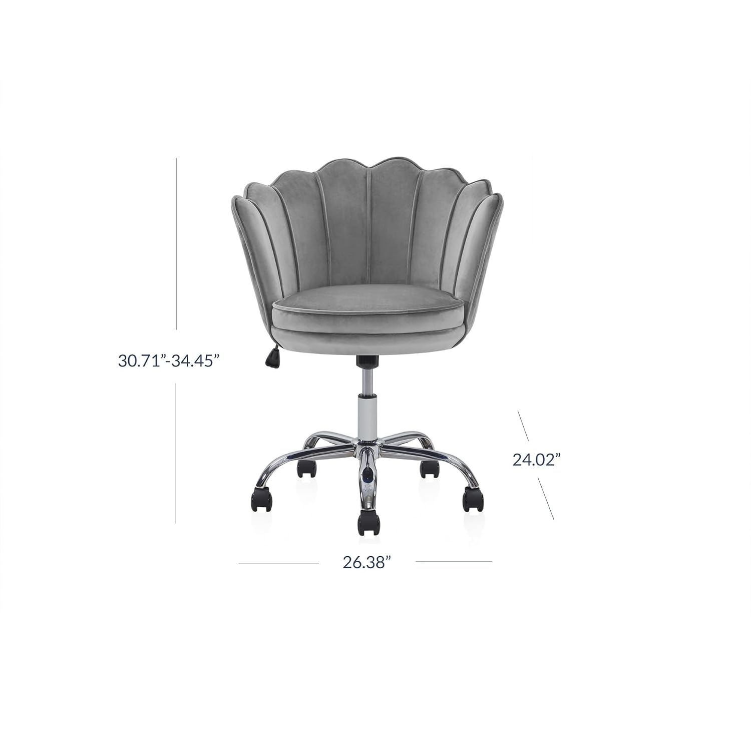 BELLEZE Kaylee Office Chair Upholstered Velvet Seashell Swivel Desk ...
