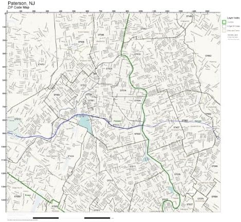 Amazon.com: Working Maps Zip Code Wall Map of Paterson, NJ Zip Code Map ...