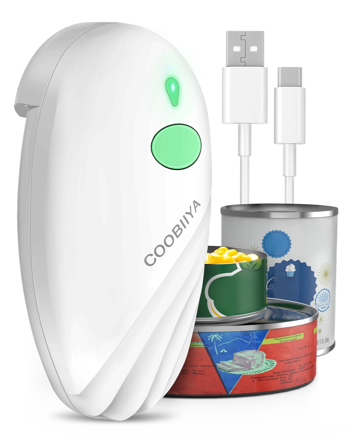 Amazon.com: COOBIIYA Powerful Electric Can Opener, Rechargeable Can Opener Cordless for Seniors ...