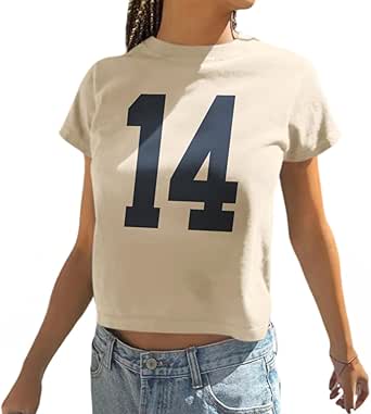 Kelxjia Number 14 Jersey Shirt Fitted Graphic Tee for Women Baby Tees ...