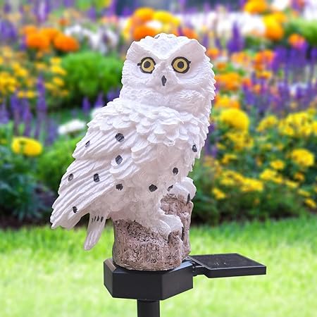 Amazon.com: DUODEAN Solar Garden Lights, Cute White Owl Statues ...
