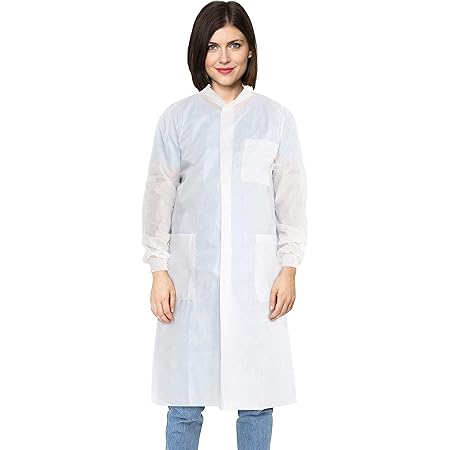 Amazon.com: AMZ Disposable Lab Coats for Adults Medium, Spunbonded ...