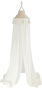 Amazon.com: Creative Co-Op White Cotton Macramé Canopy with Tassels ...