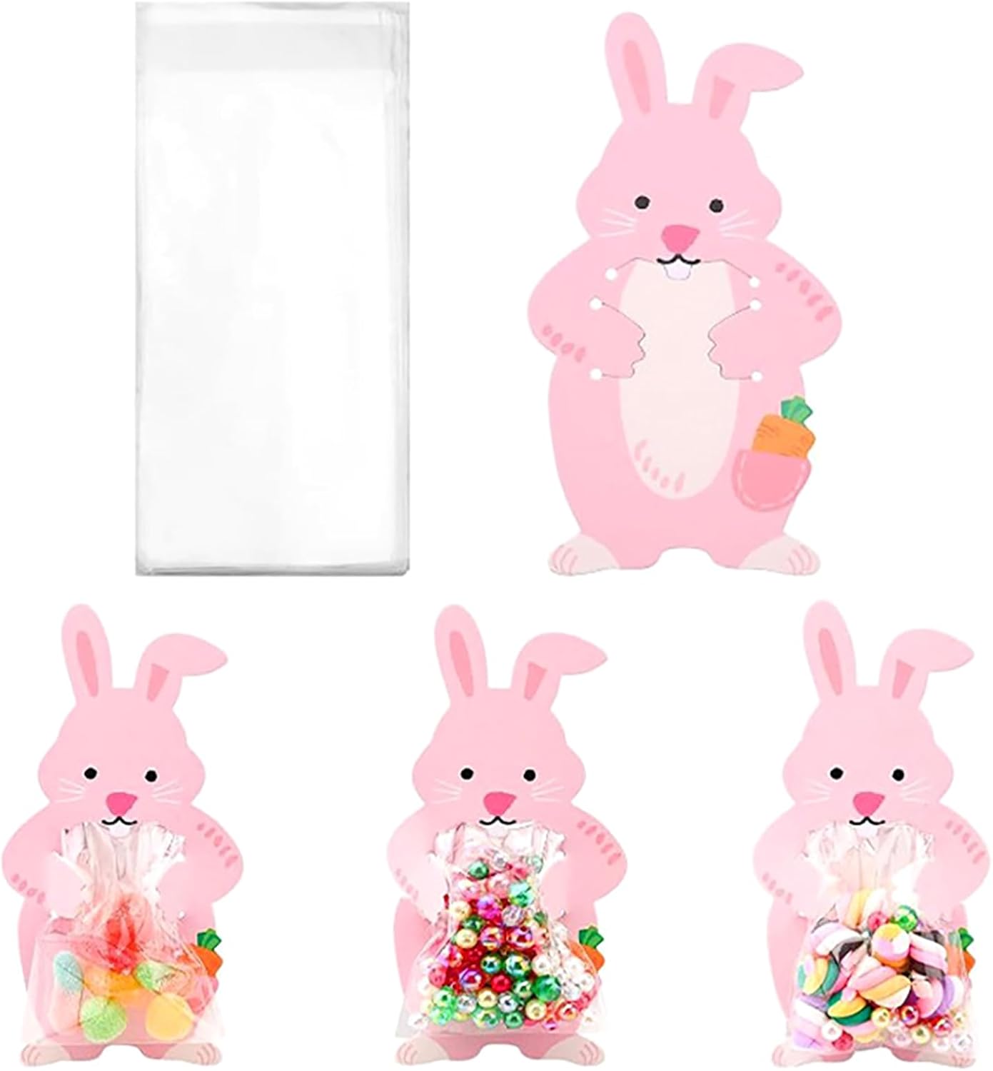 20 Pcs Easter Rabbit Cards Bags Rabbit Shaped Greeting Cards and Point ...
