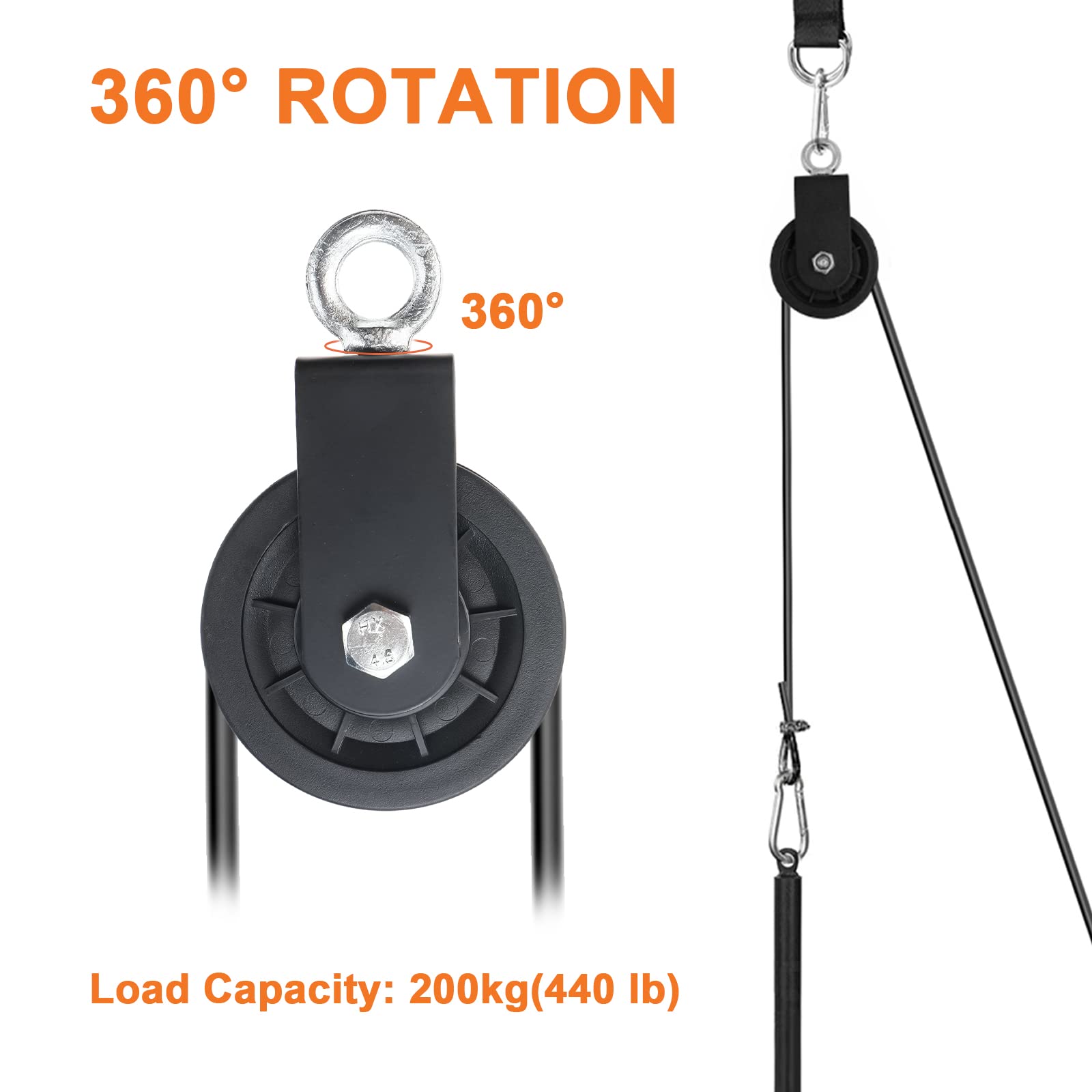 Snapklik.com : Patioer 4 Pack Cable Pulley 3.54 In/90 Mm Silent Nylon ...