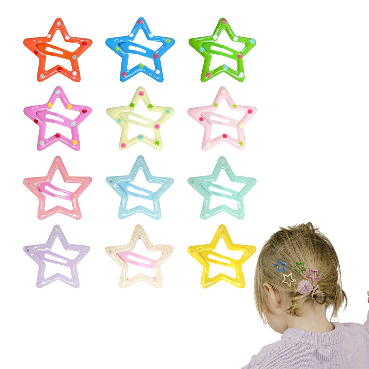 Amazon.com : 12 PCS Colorful Star Hair Clips，Cute 2000s Star Hair ...