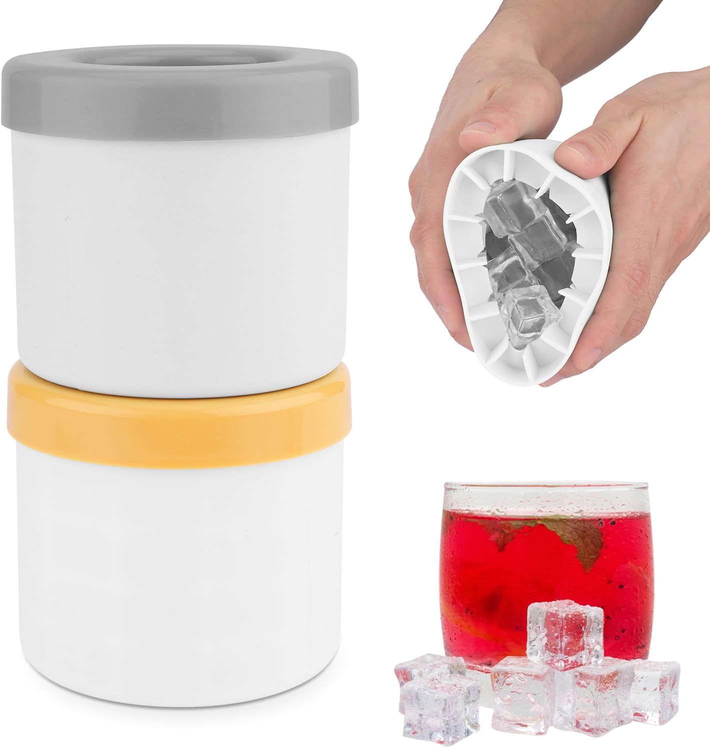 Amazon.com: 2pcs Mini Cylinder Ice Cube Cup, Silicone Crushed Ice Maker ...
