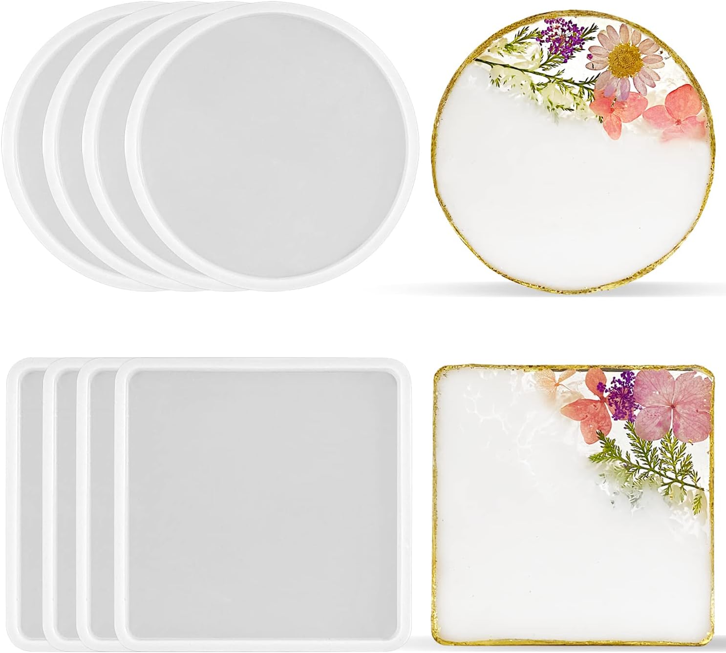 Amazon.com: 4 Pack Big DIY Round Coaster Silicone Mold, Diameter 3.94 ...