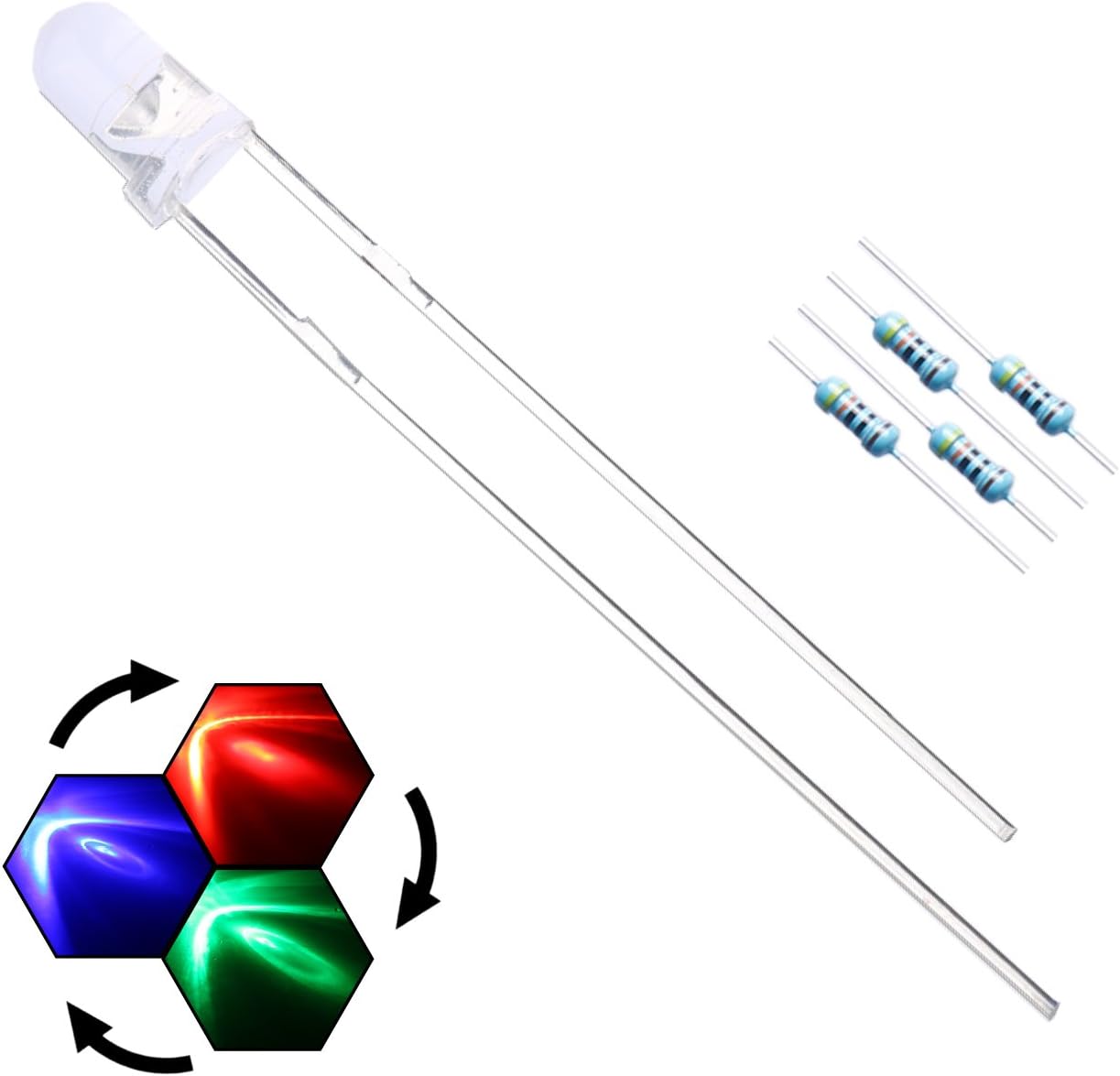 Amazon.com: EDGELEC 100pcs 3mm RGB Slow Flashing LED Diodes Multicolor ...