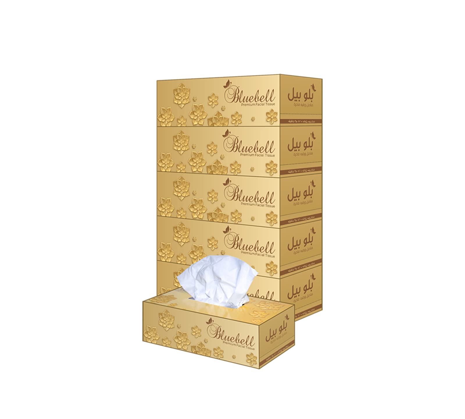Buy Bluebell Facial Tissue 5 Boxes 150 sheets x 2 Ply- 750 counts White ...