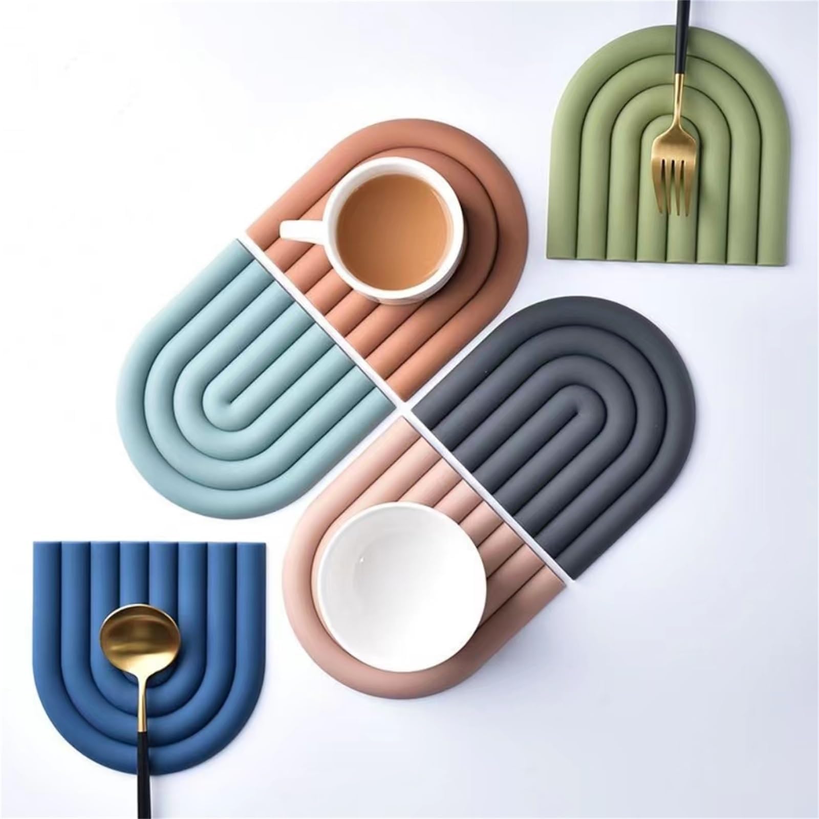 Amazon.com: Miscati Colorful Silicone Trivet Mats - 6 Heat Resistant ...