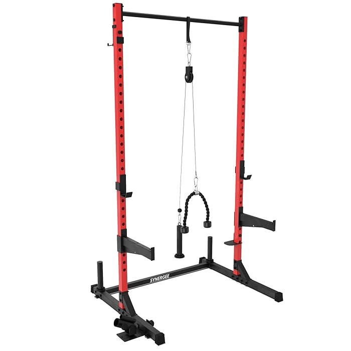 Buy Synergee Squat Stand Rack with Pulley System, Tricep Rope, Pull Up ...