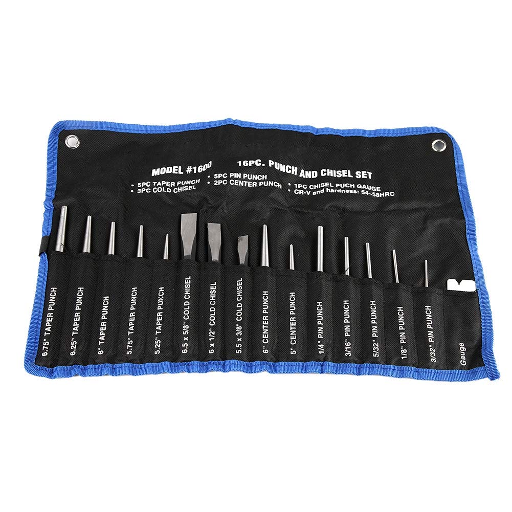 Punch and Chisel Set, 16Pcs Professional Mechanics Punches and Chisel ...