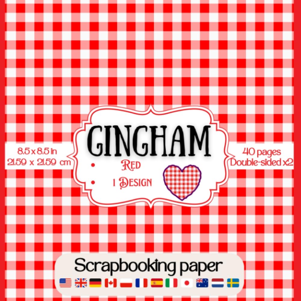 Red Gingham Scrapbook Paper: Red and white gingham plaid scrapbook ...