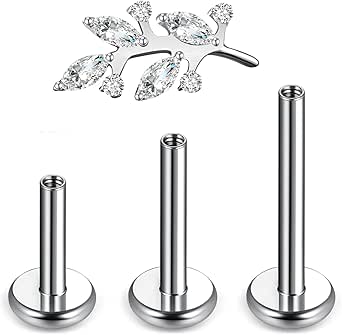 Amazon.com: Uni-J F136 Titanium Labret Studs 16G 6mm 8mm 10mm Lip Studs ...