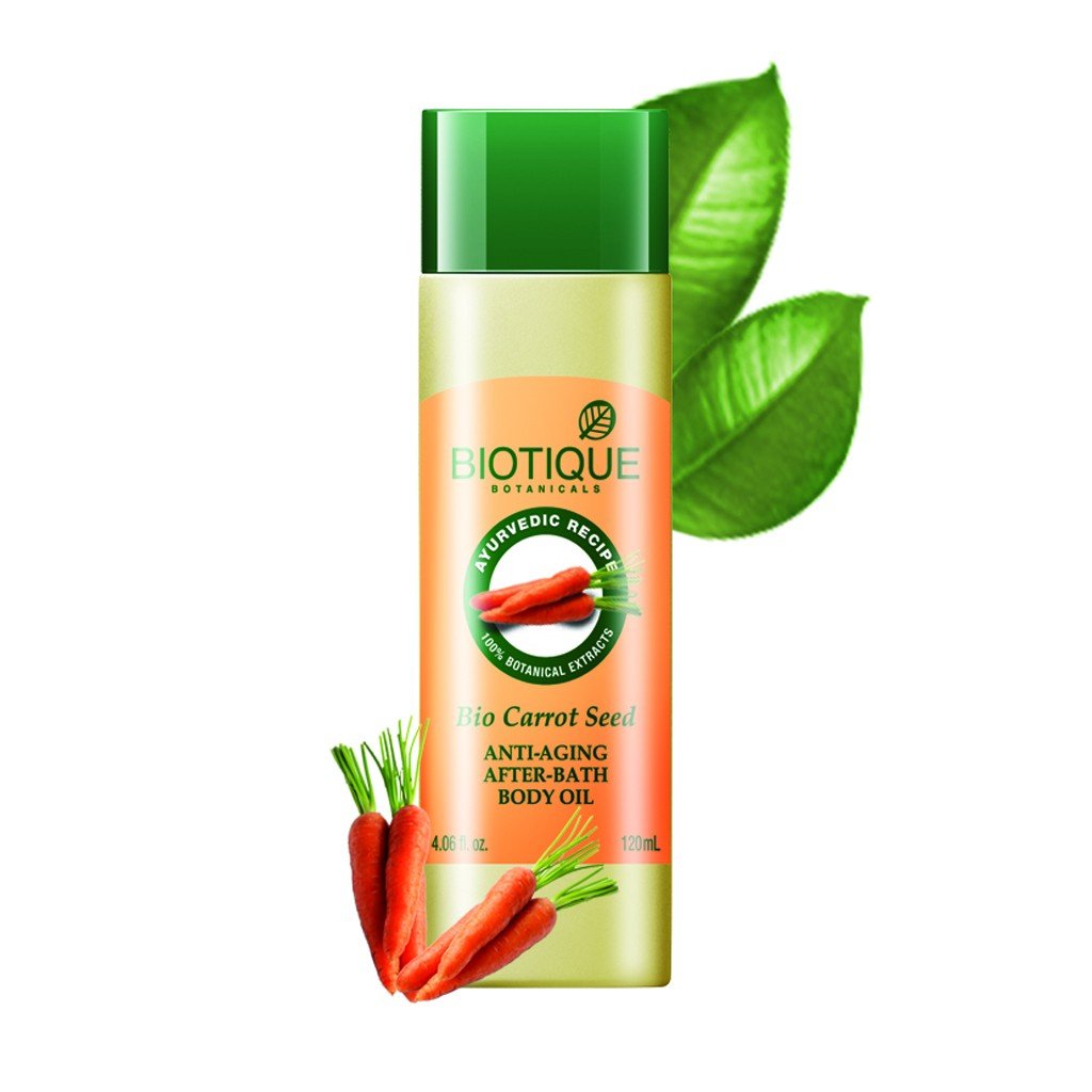 Buy Biotique Bio Carrot Seed Anti Aging After Bath Body Oil, 120ml ...