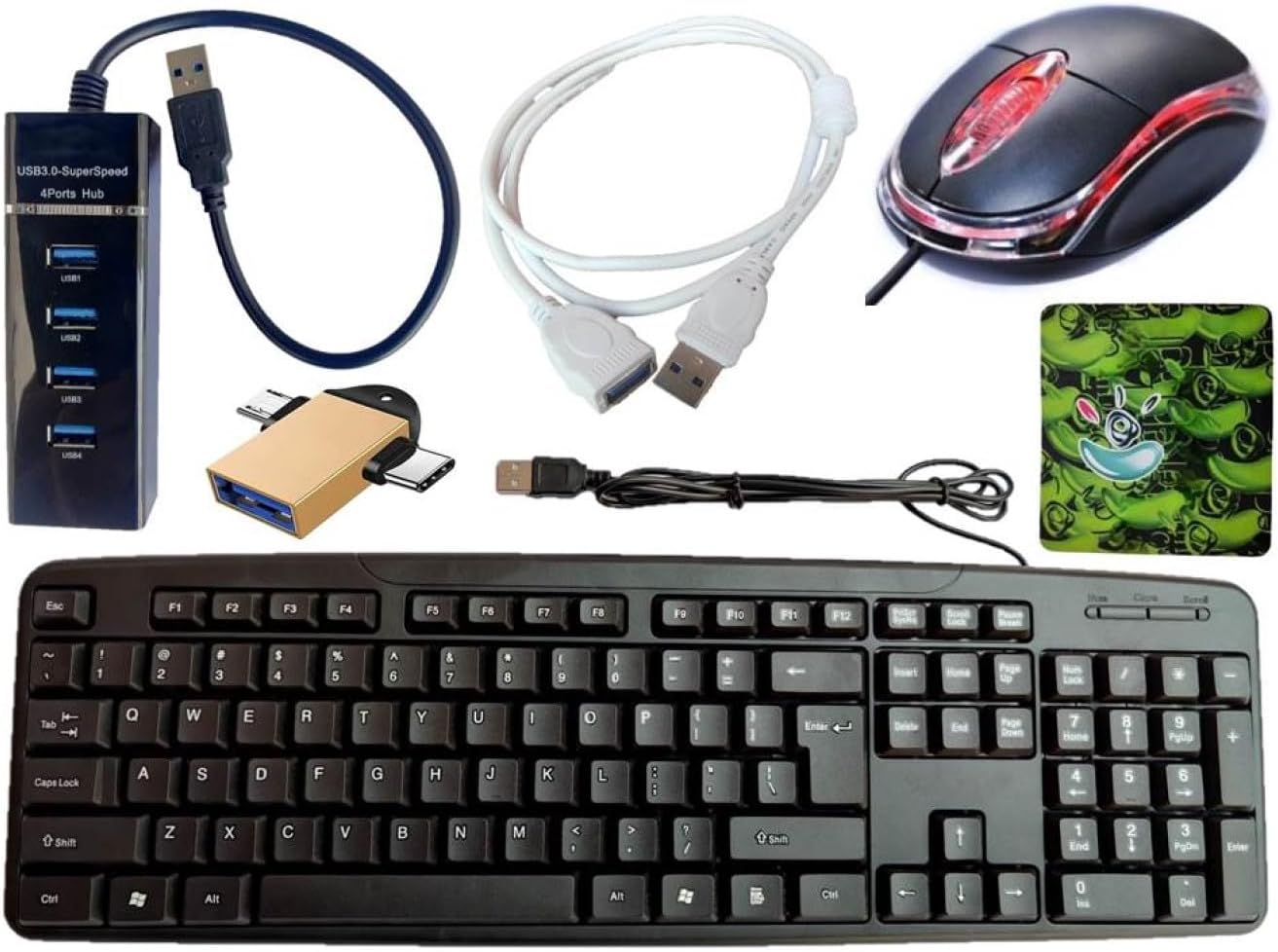Amazon.in: Buy Anjo 6 in 1 Combo of Wired Keyboard, Wired Mouse, Mouse ...