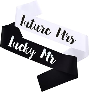 Amazon.com: "Future Mrs" and "Lucky Mr"Sash, Black Groom to be and ...