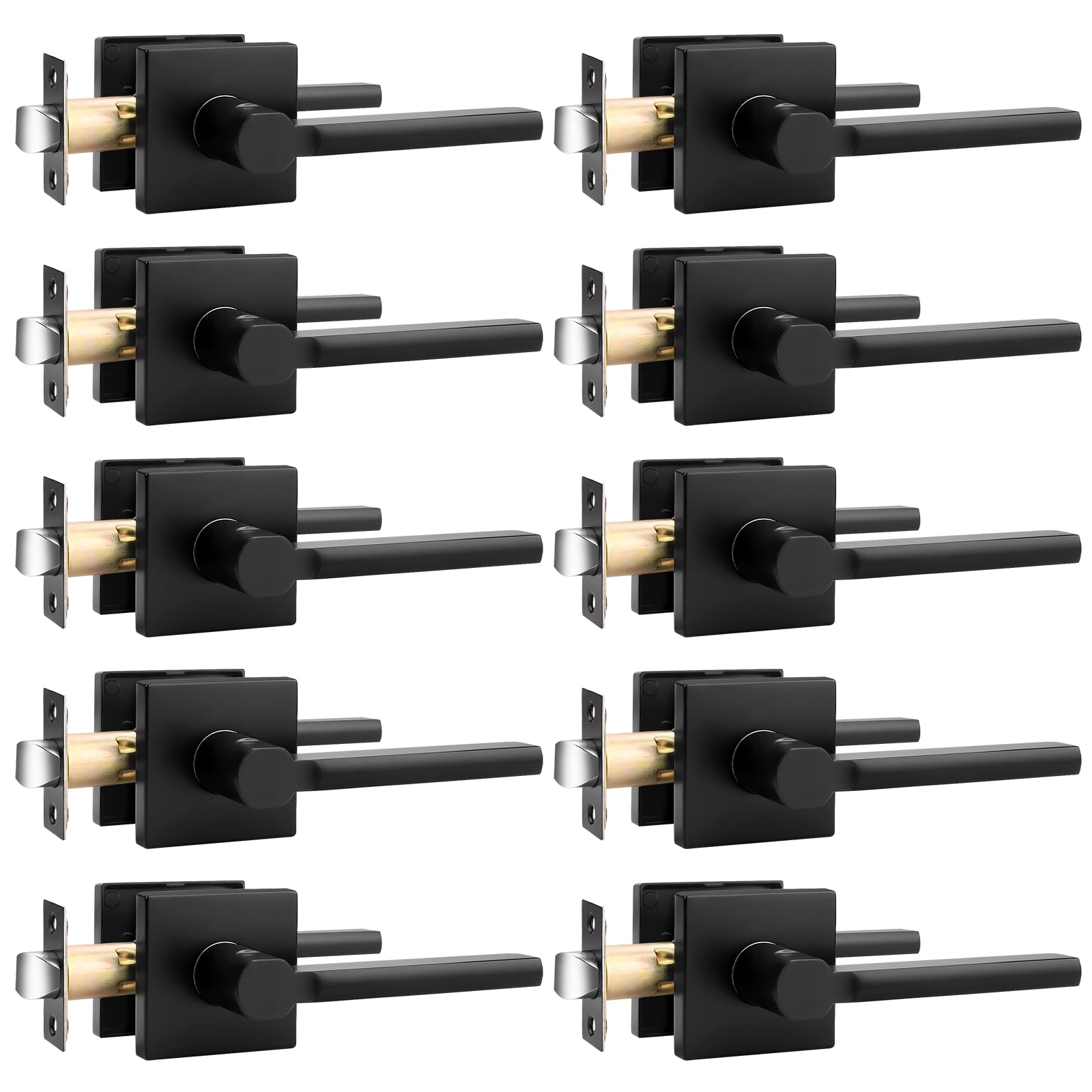 Probrico Square Black Passage Door Handle Heavy Duty Keyless Door Lever ...