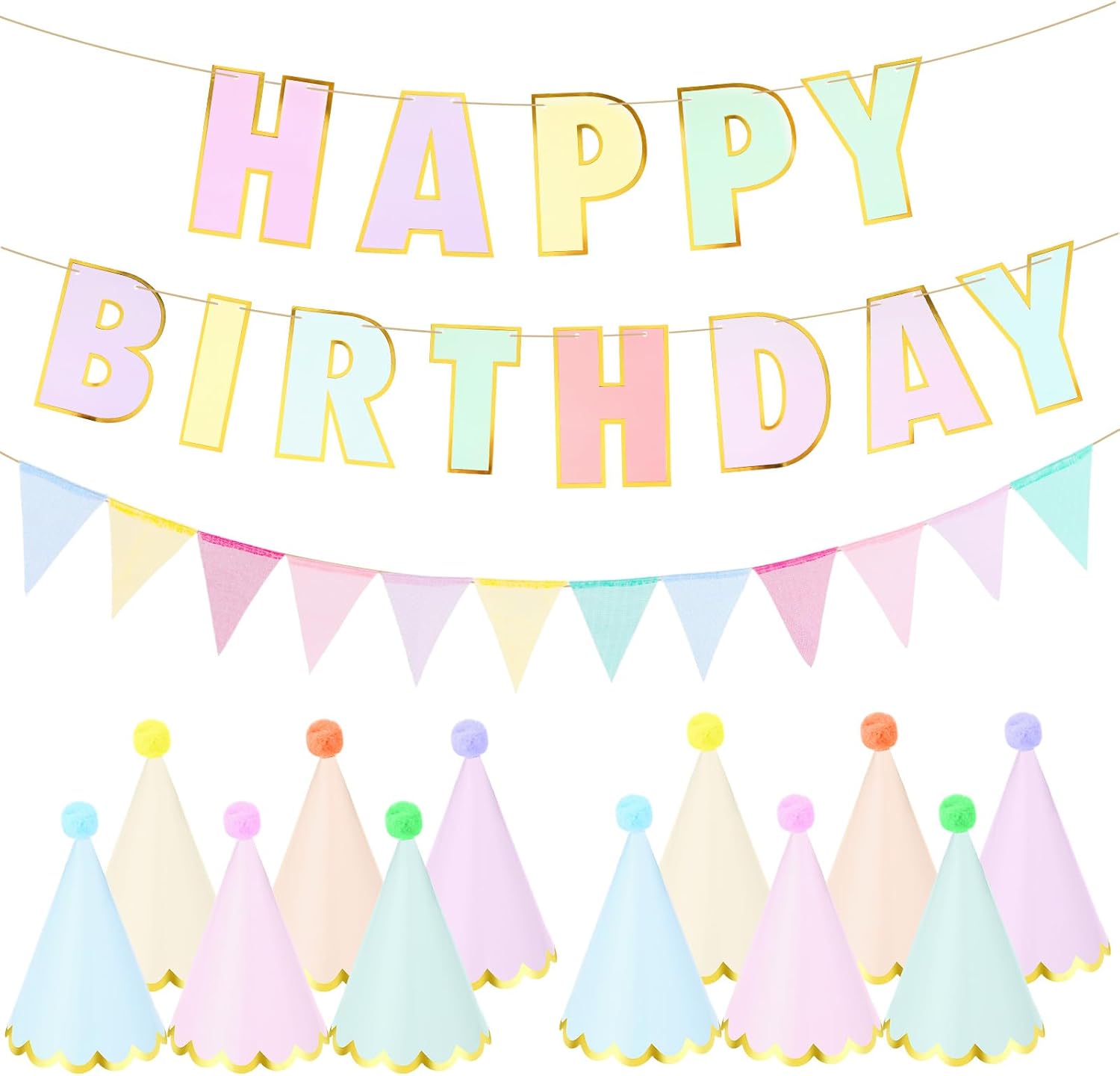Amazon.com: Foilswirl 26 Pcs Pastel Birthday Party Hats for Kids ...