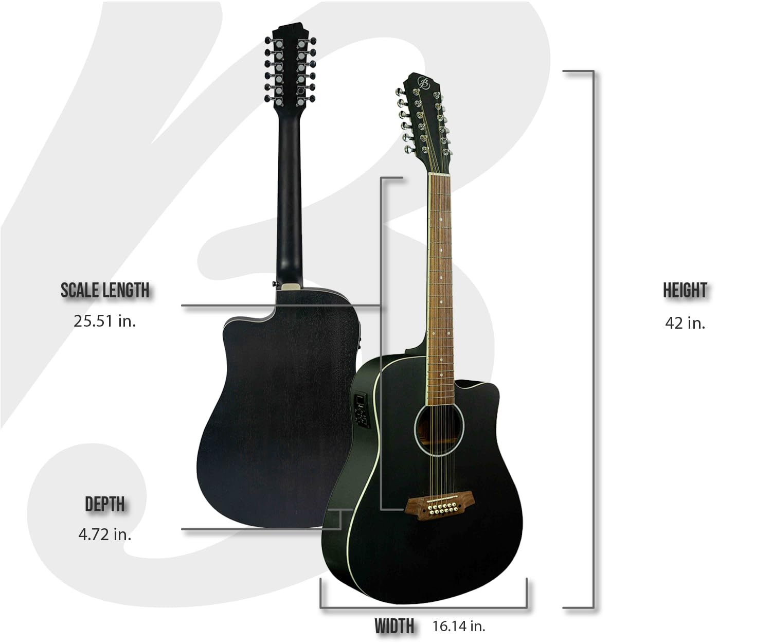 Bamboo 12 String Guitar, 12 String Acoustic Electric Guitar, Beginner ...