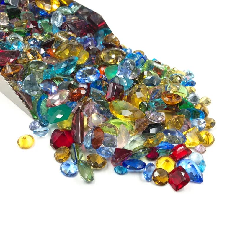 Amazon.com: WGJ SHOP™ Glass Faceted Mixed Loose Gemstone, Multi Color ...