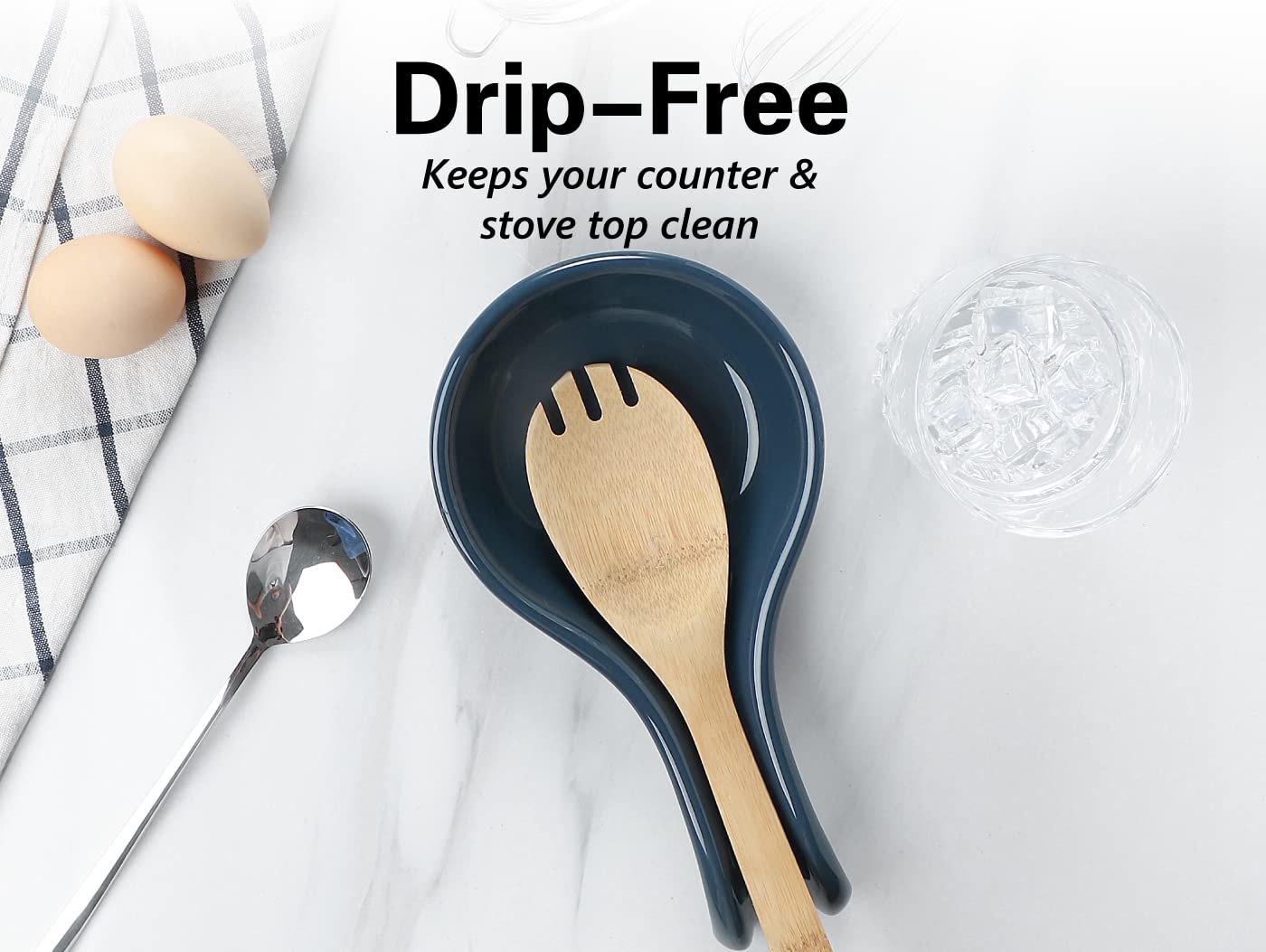 Snapklik.com : Spoon Rest For Stove Top, Extra Large Blue Ceramic ...