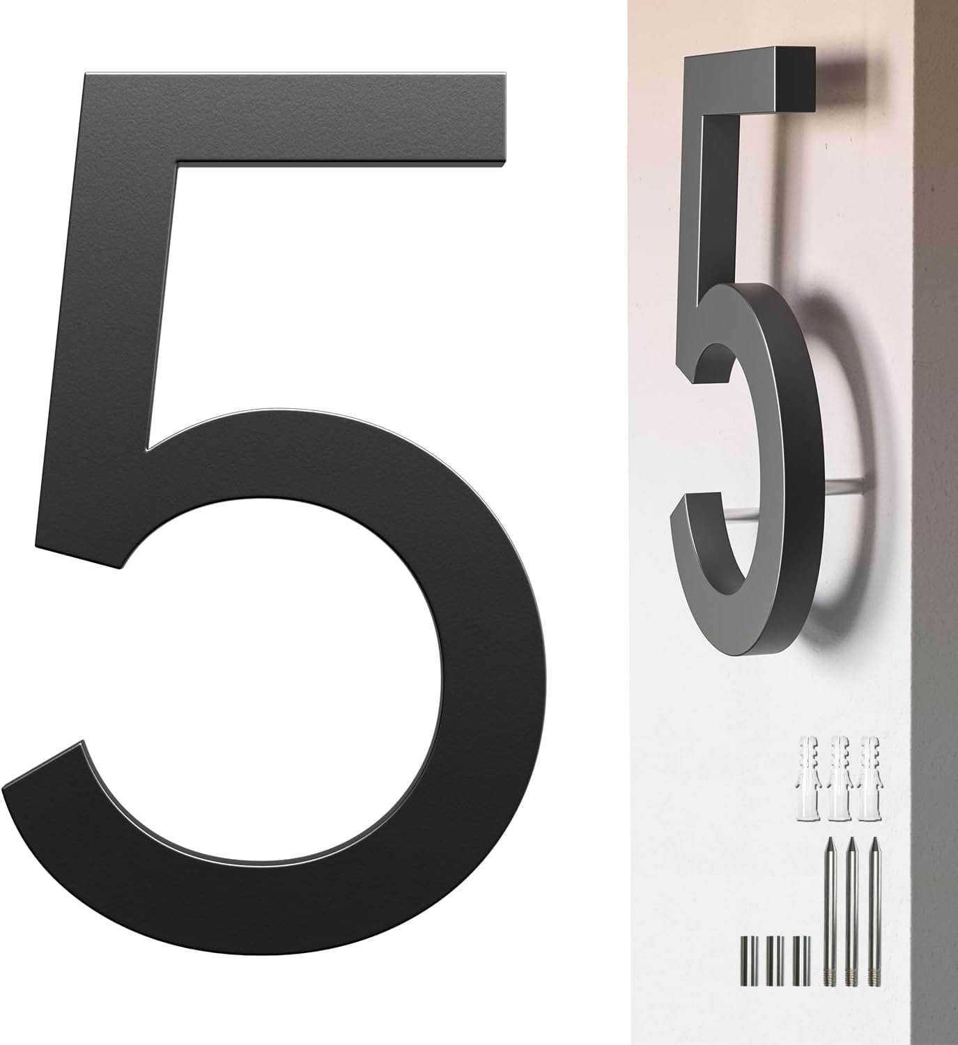 Amazon.com: 7 Inch Black House Number 5 for Outside – Modern Floating ...